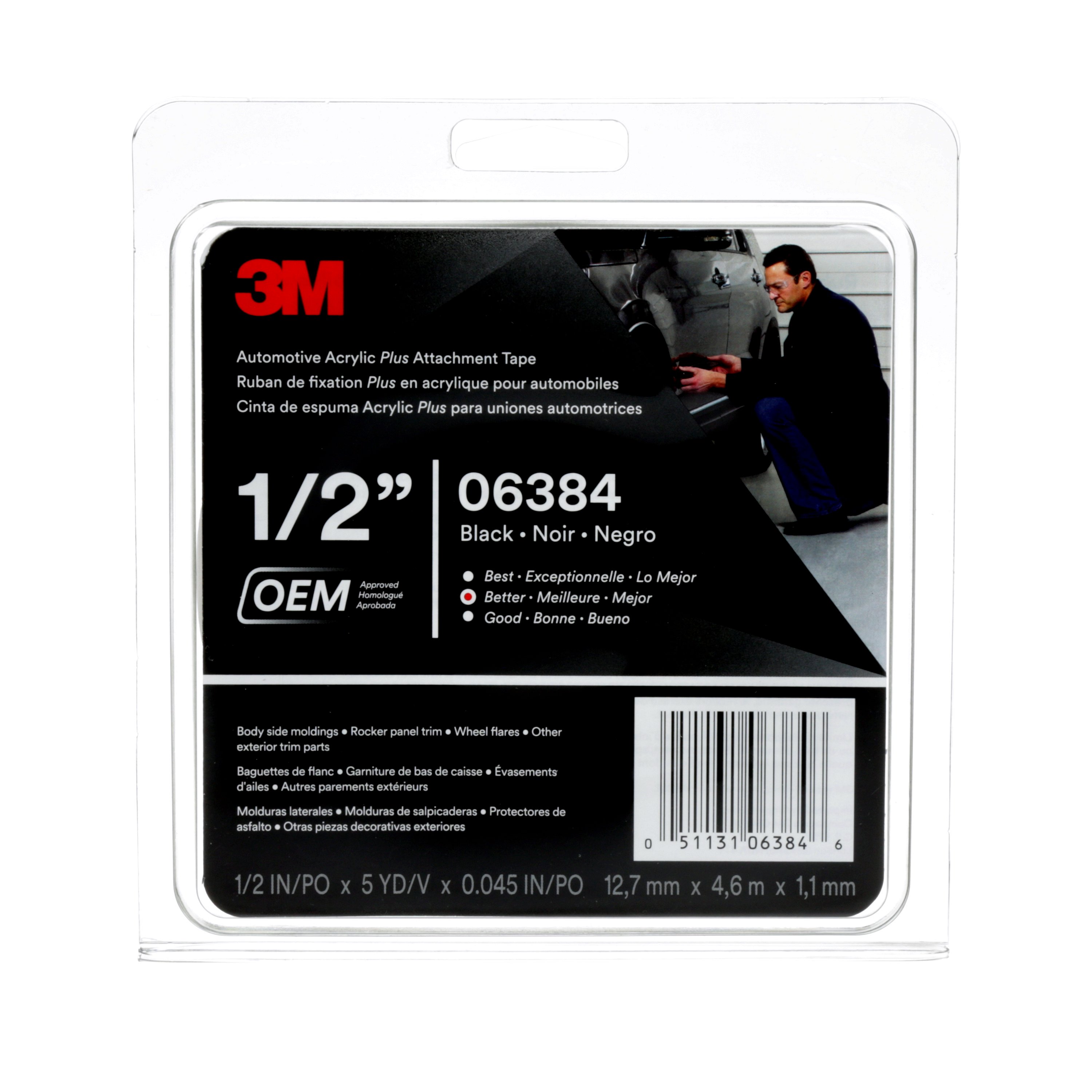 3M™ 06384 Automotive AP Attachment Tape: 12mm x 1.1mm x 4.6M | Linkup ...